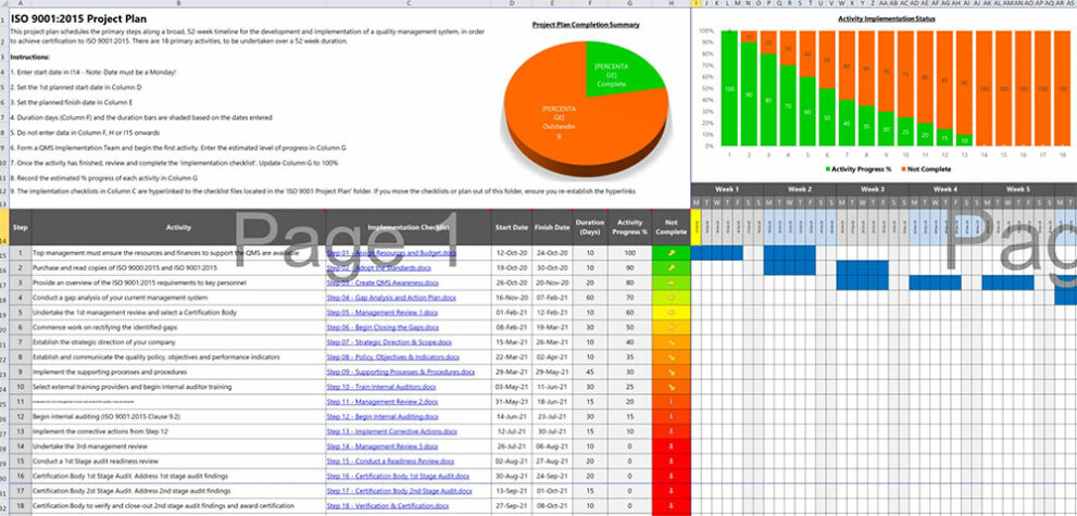 ISO 9001 + ISO 14001 + 45001 Integrated Management System Template IMS